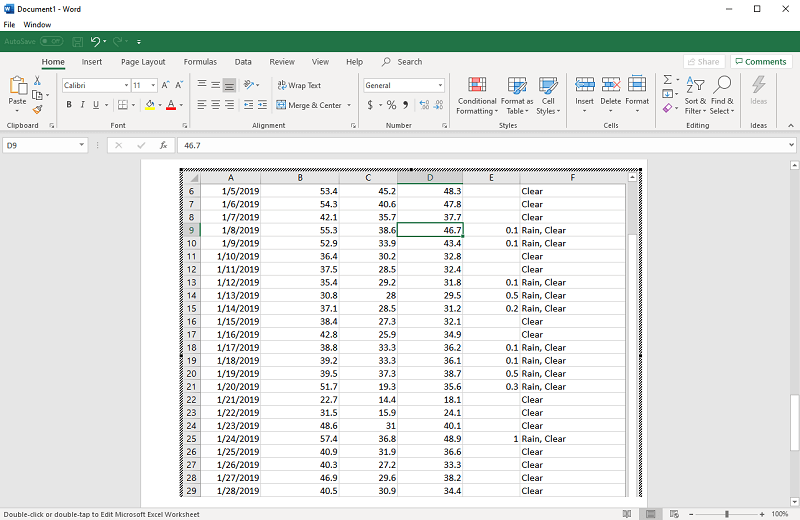 How do I add weather data into Microsoft Word? | Visual Crossing