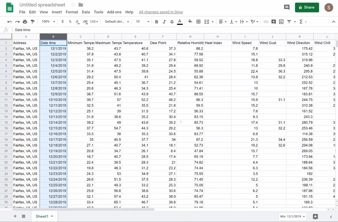 How can I load historical weather data into Google Sheets? | Visual ...