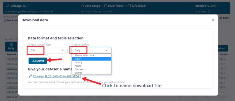 How can I download weather history data as a CSV file? | Visual Crossing