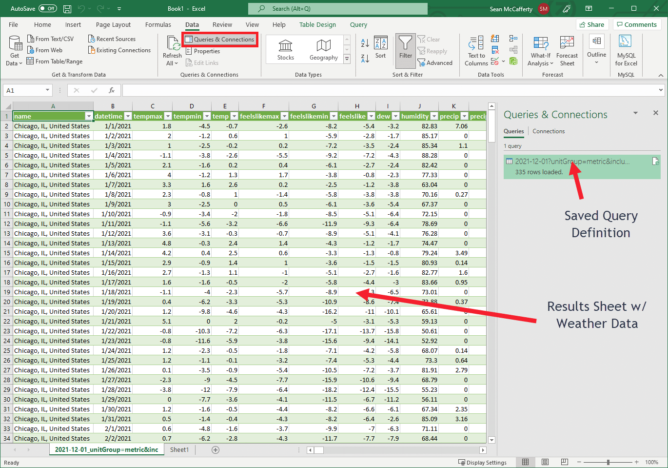 Tutorial: How to Load Weather Data into Microsoft Excel using a Web ...