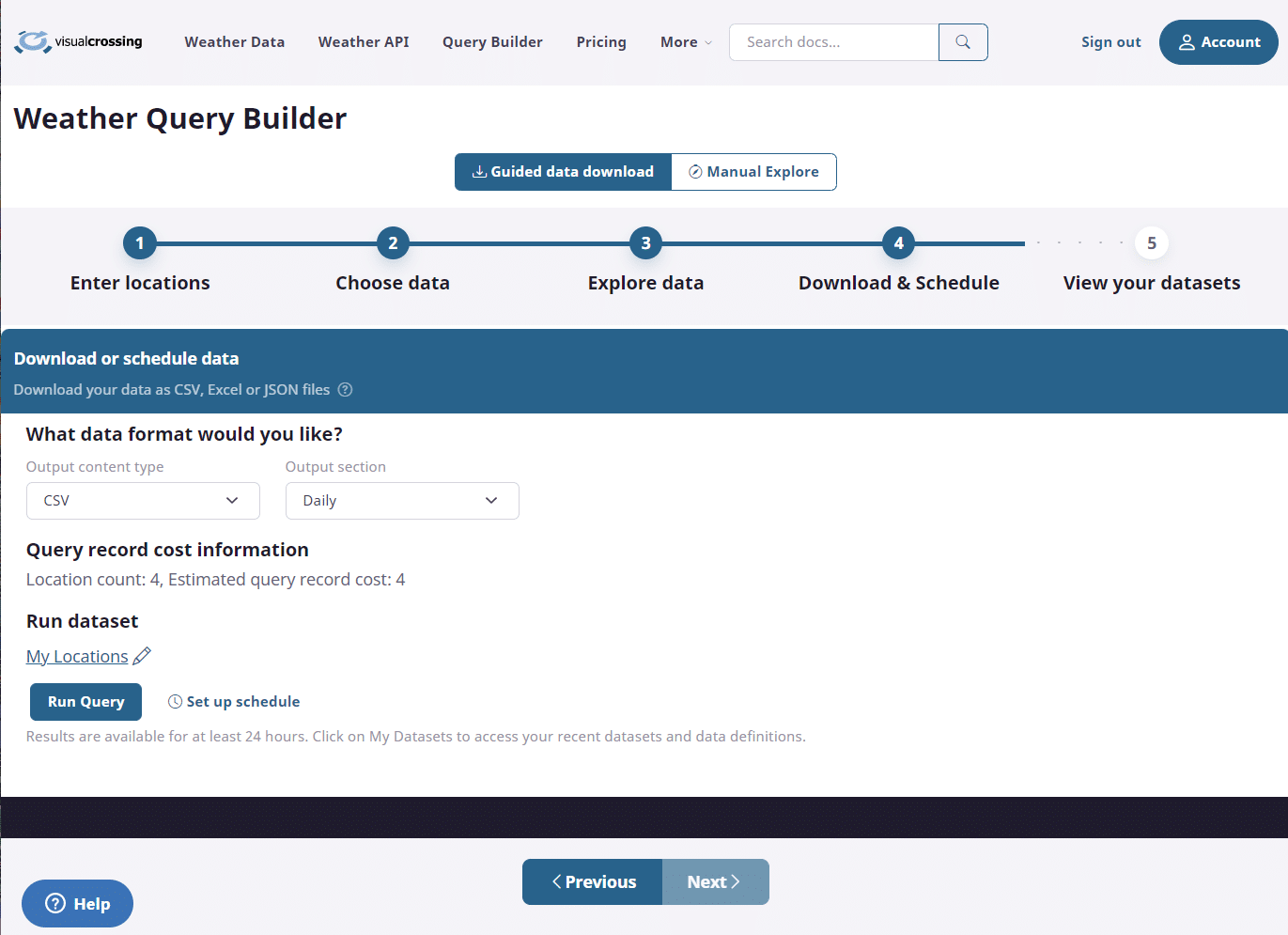 How to schedule weather data queries | Visual Crossing