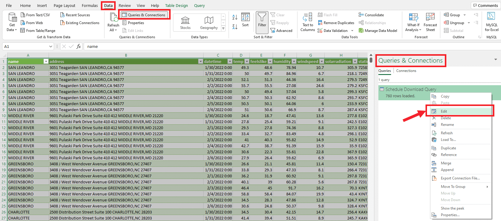 Weather Workbook for Excel | Visual Crossing