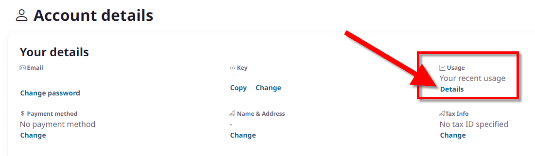 How to view usage details of your account | Visual Crossing